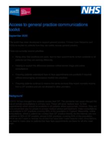 Access to general practice comms toolkit – Sept 2020 – Kenyon Medical ...